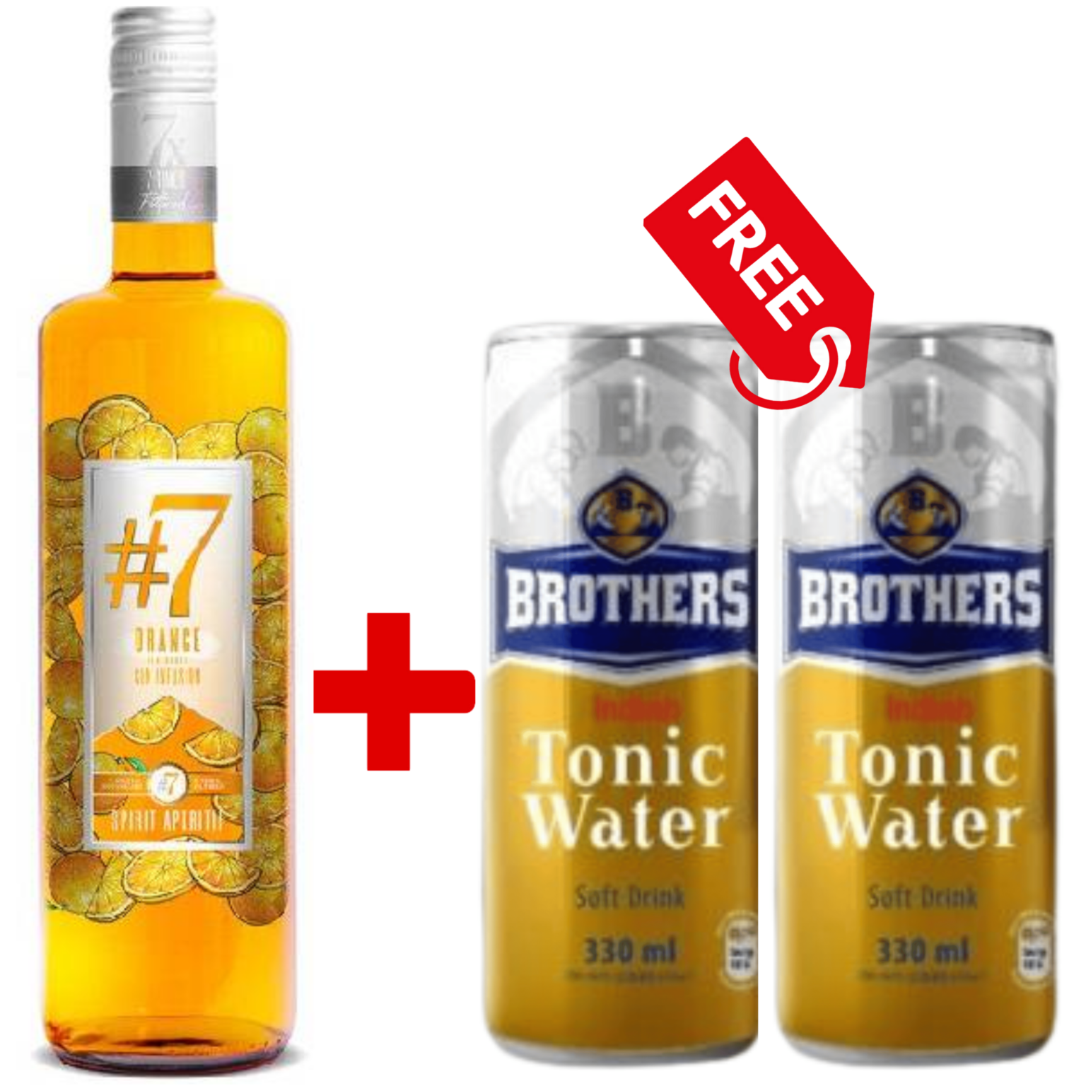7 Orange Gin 750ml + 2 Free Brothers Indian Tonic 330ml - Oaks & Corks