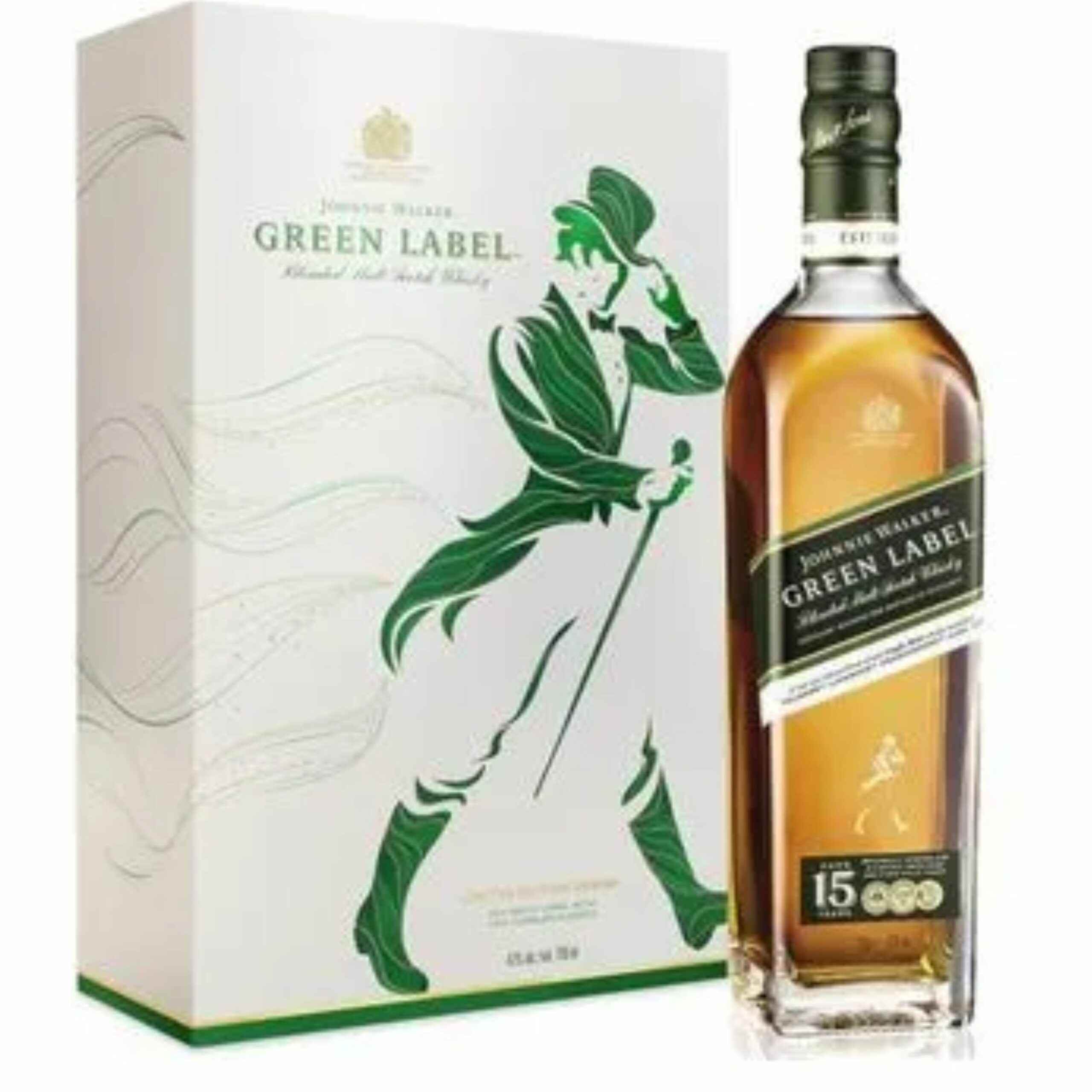 Johnnie Walker Green Label 750ml + 2 Free Whisky Glasses - Oaks & Corks
