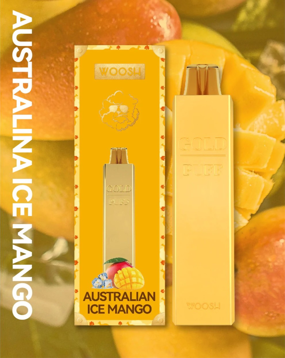 Woosh Gold Vape Rechargeable Ice Mango - Oaks & Corks